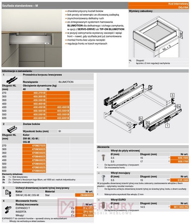 Szuflada MERIVOBOX 500mm M antracyt